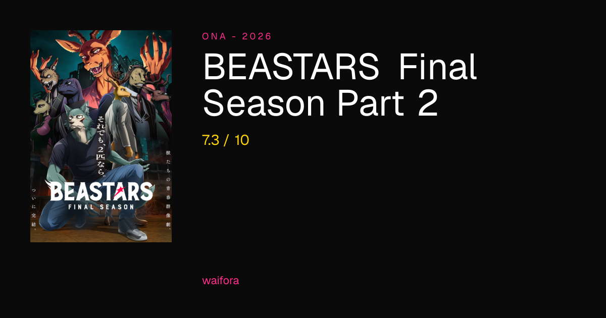 BEASTARS Final Season Part 2 — Watch Online, Episodes & Reviews · Waifora